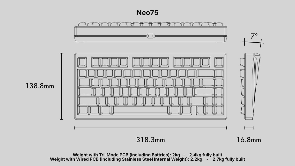 Neo75 CU - 75% Aluminium ISO/ANSI Keyboard Kit [Preorder] – MonacoKeys